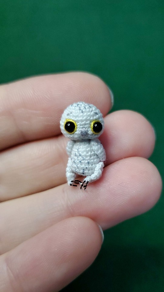 Custom extremely tiny Owl. Dollhouse miniature. Doll pet micro owl ...