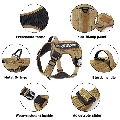 Tactical Dog Harness - Military Emotional Support Service Dog Vest ...