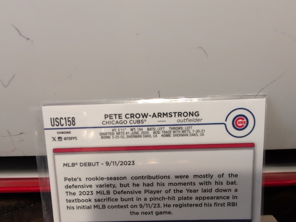 2024 Pete Crow-Armstrong 110/399 Topps Chrome Update Magenta Refractors ...