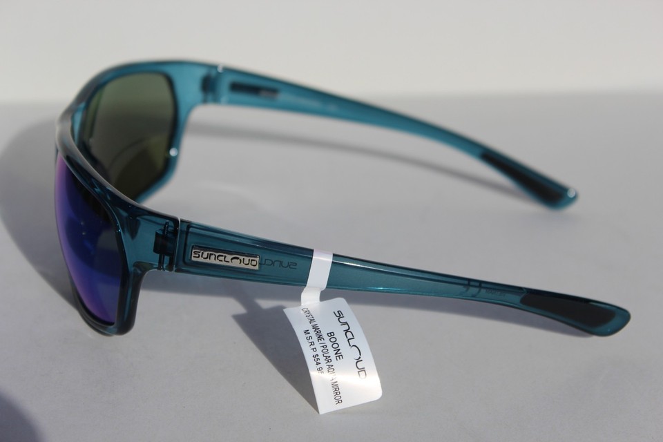 SUNCLOUD Boone POLARIZED Sunglasses Crystal Marine/Aqua Blue Mirror NEW ...