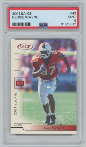 Reggie Wayne 2001 SAGE POP 1 None Higher! RC /4500 PSA 9 #49 Miami ...
