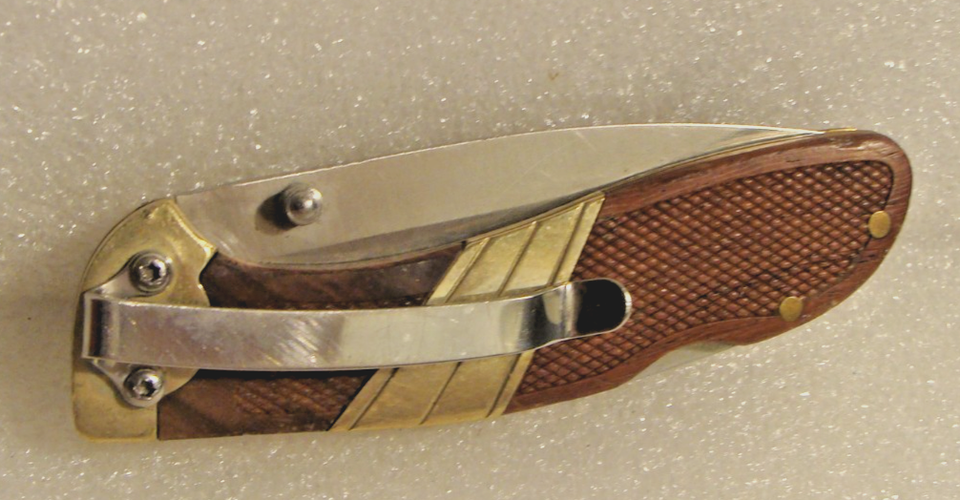 NICE SCHRADE OLD TIMER 310T w WOOD INLAYED HANDLES & RARE BELT CLIP ...