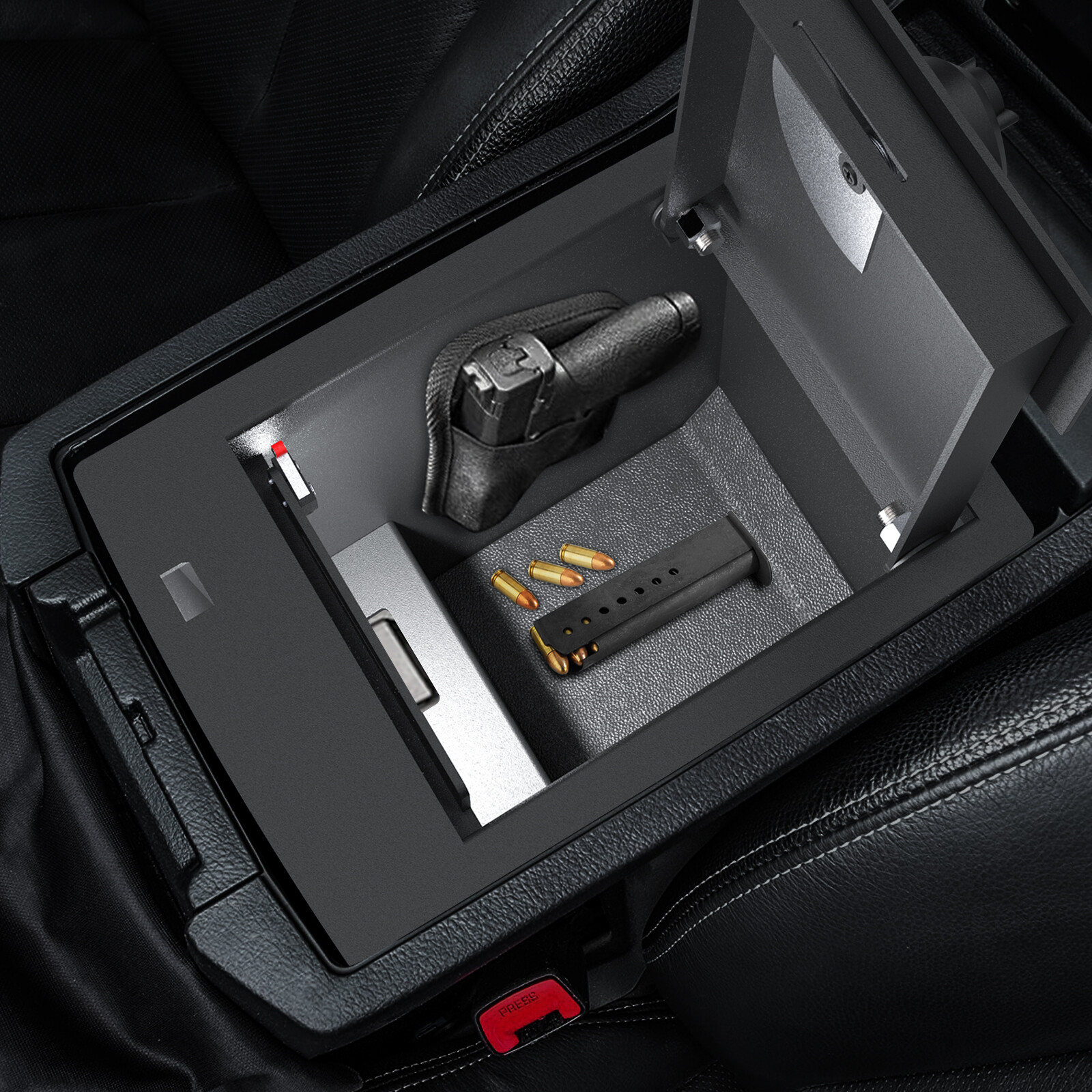 Center Console Safe Lock Vault GUN Storage w/ LED For 2014-2021 TOYOTA ...