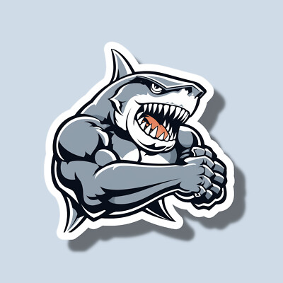 Muscular Muscle Shark Workout Gym Fierce Strong Athletic 3" Vinyl ...