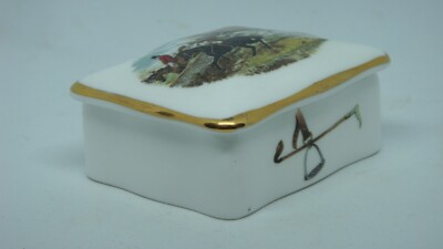 VINTAGE ENGLISH HAMMERSLEY BONE CHINA BOX TRINKET BOX HUNTING SCENE ...
