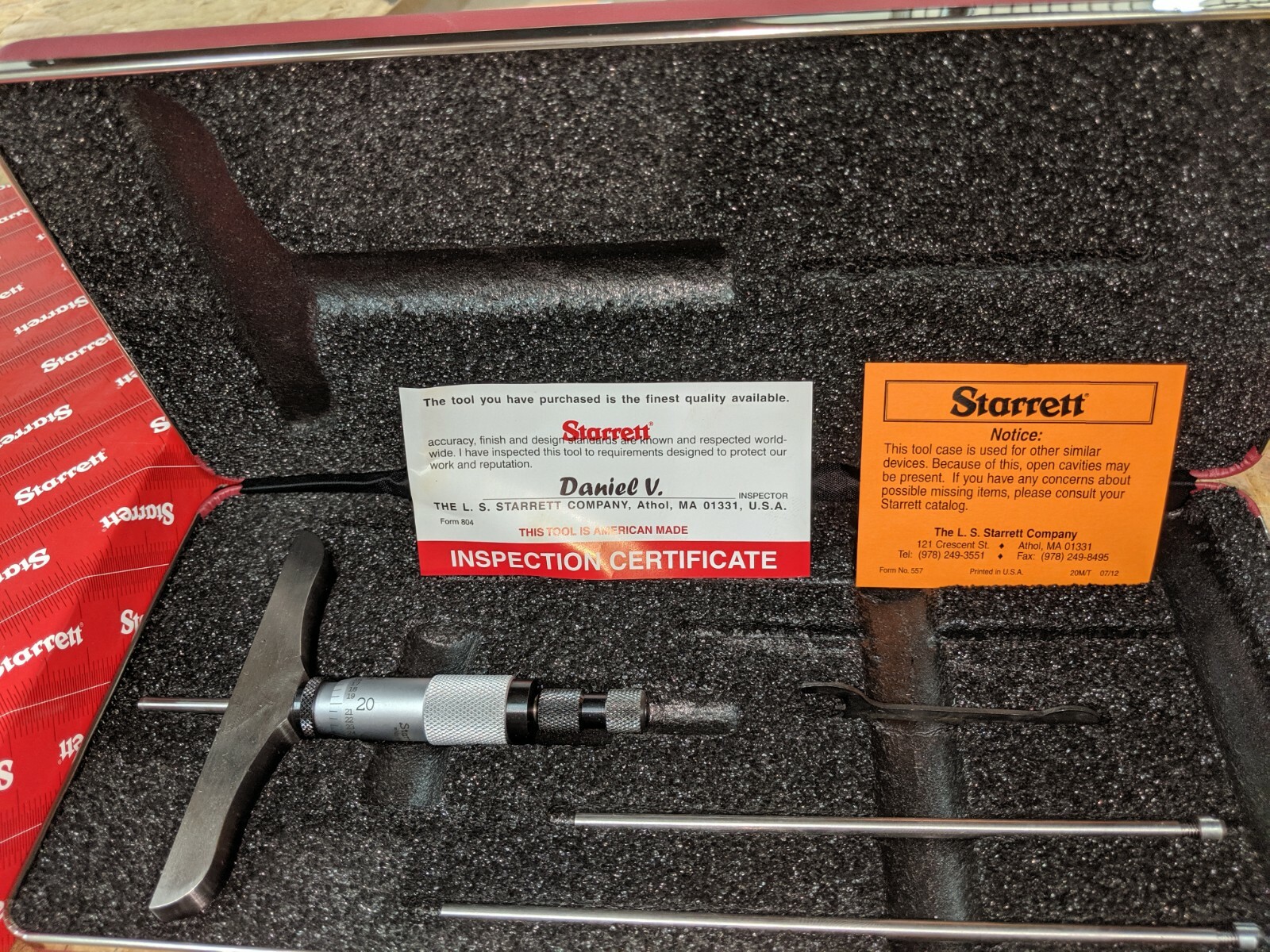 Starrett 445bz-3rl 445 Series 0 to 3" SAE Mechanical Micrometer Depth ...