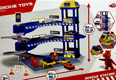Dickie Toys Parkgarage SOS Rescue Station Polizei Auto Neu | eBay.de