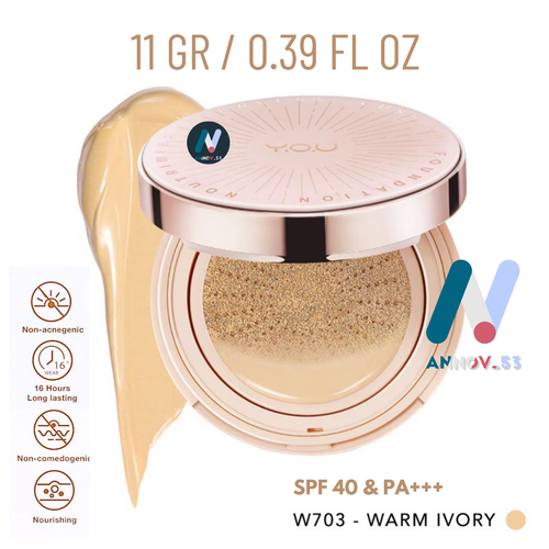 YOU Flawless Cushion Foundation Full Coverage SPF40 PA+++ #W703 WARM IVORY 11gr | eBay