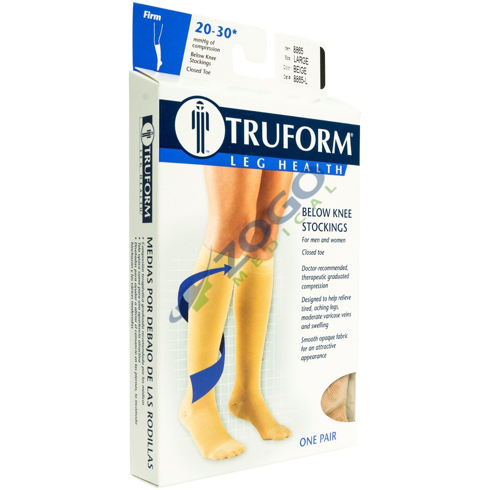 Truform 20-30 mmHg Below Knee Soft Top Compression Stockings Closed Toe ...