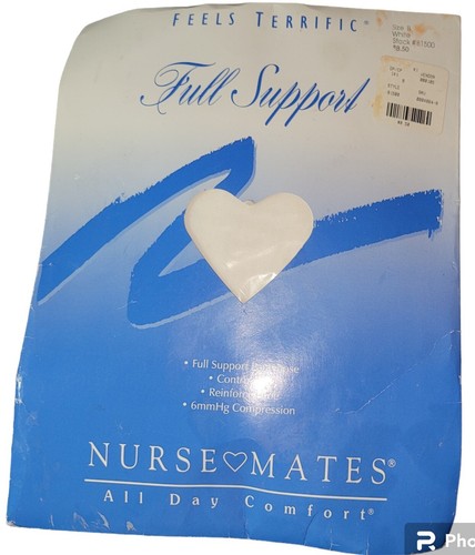 Nurse Mates Full Support Hosiery White Size B Compression 6mmHg ...