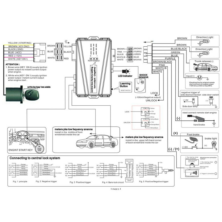 12V Car Keyless Entry One-button Engine Start Alarm System Remote ...
