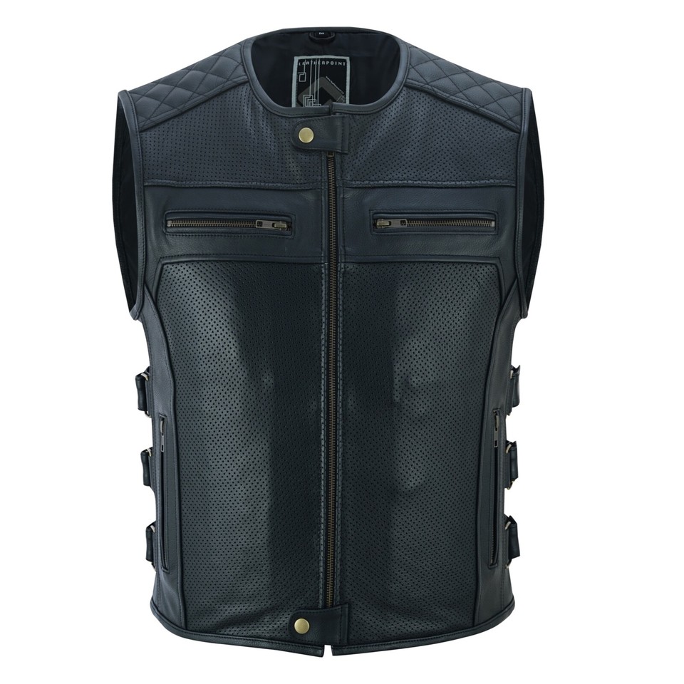 Herren Lederweste Kutte Motorrad Chopper Weste Clubweste Rockerweste ...