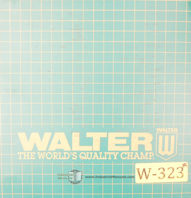 Walter Zeropoint P1000, P1100 P2000, Grinder Programming Manual Year ...