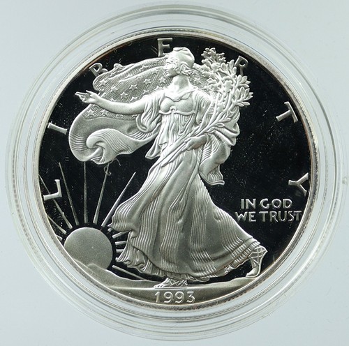 1993 UNITED STATES USA American Eagle & Liberty PROOF SILVER Dollar ...