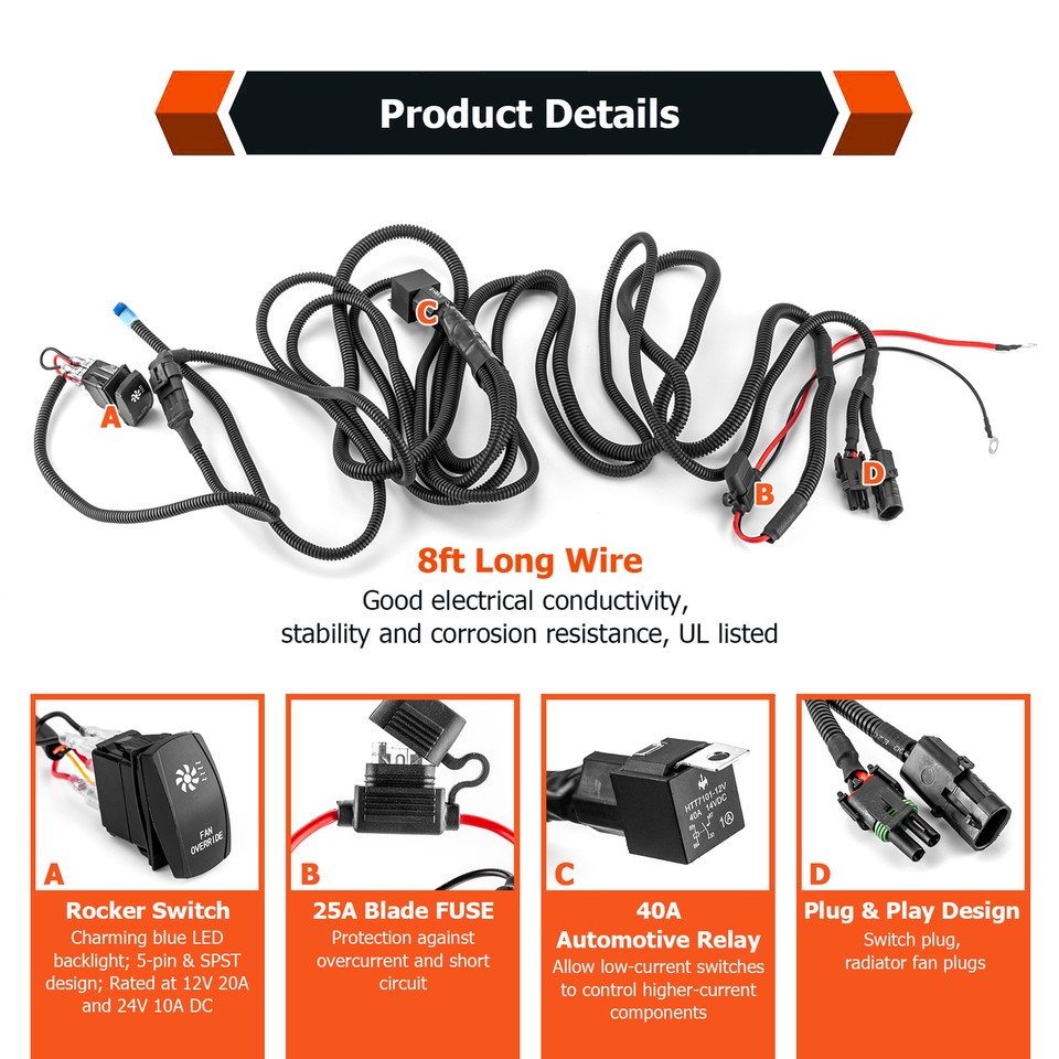 Fan Override Over Ride Rocker Switch kit for Polaris Ranger RZR 800 ...