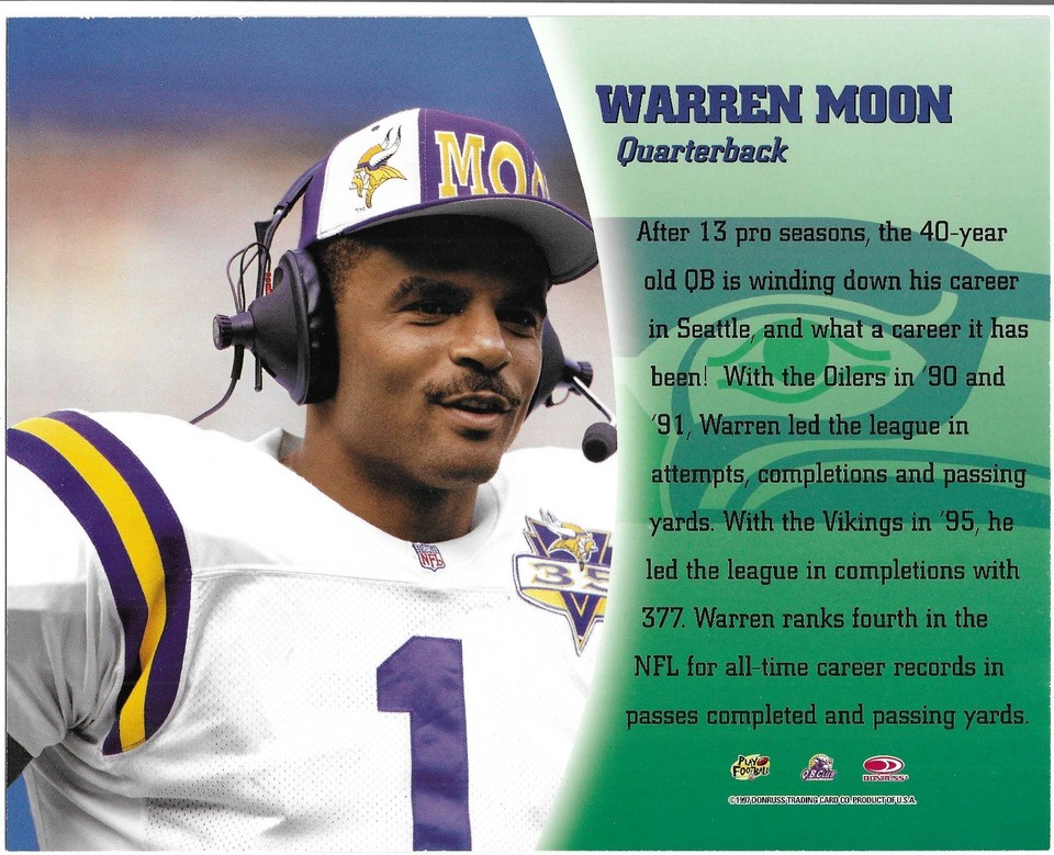 Warren Moon 1997 LEAF NFL SIGNATURE SERIES 8x10 JUMBO CARD Vikings ...