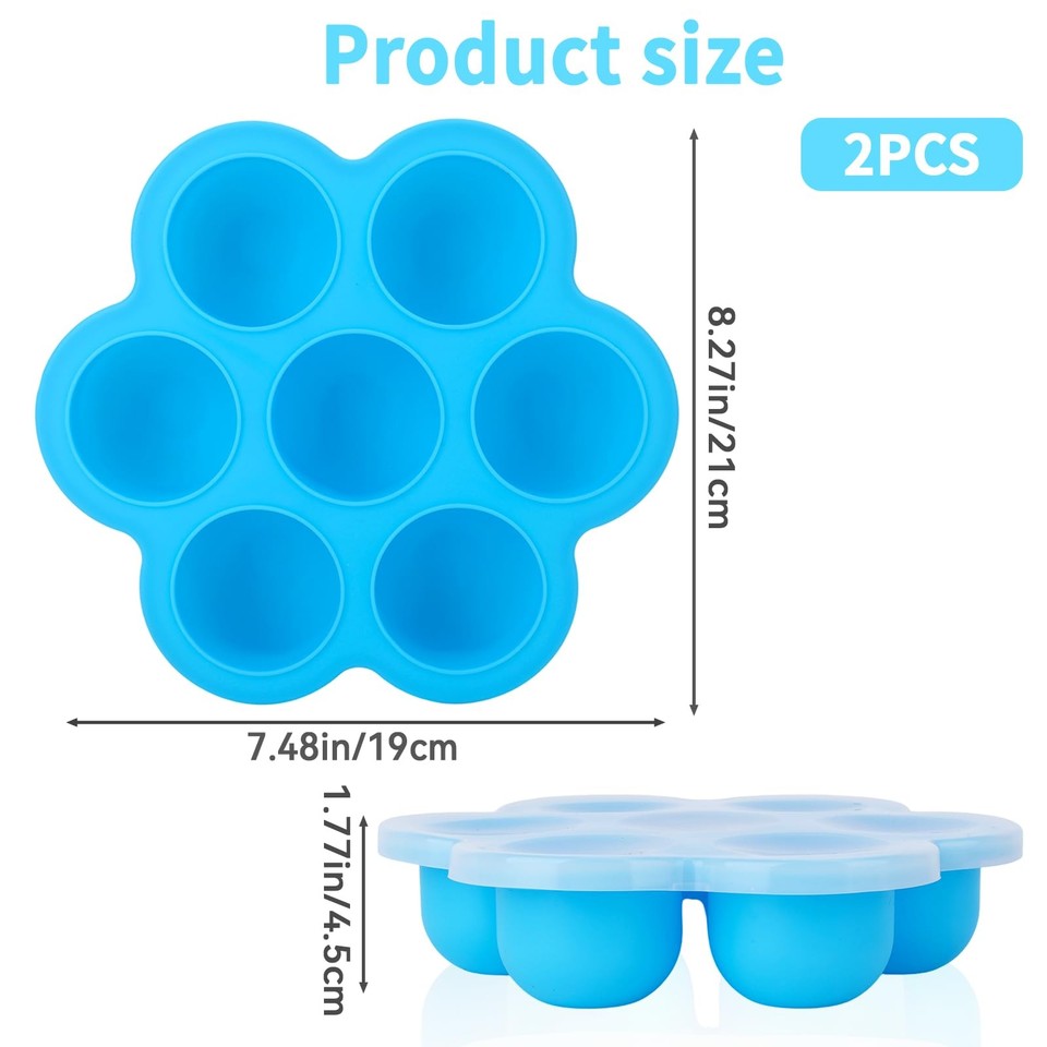 2 Pack Silicone Egg Bite MoldsNon-Stick 7 Cups Silicone Muffin Pans for ...