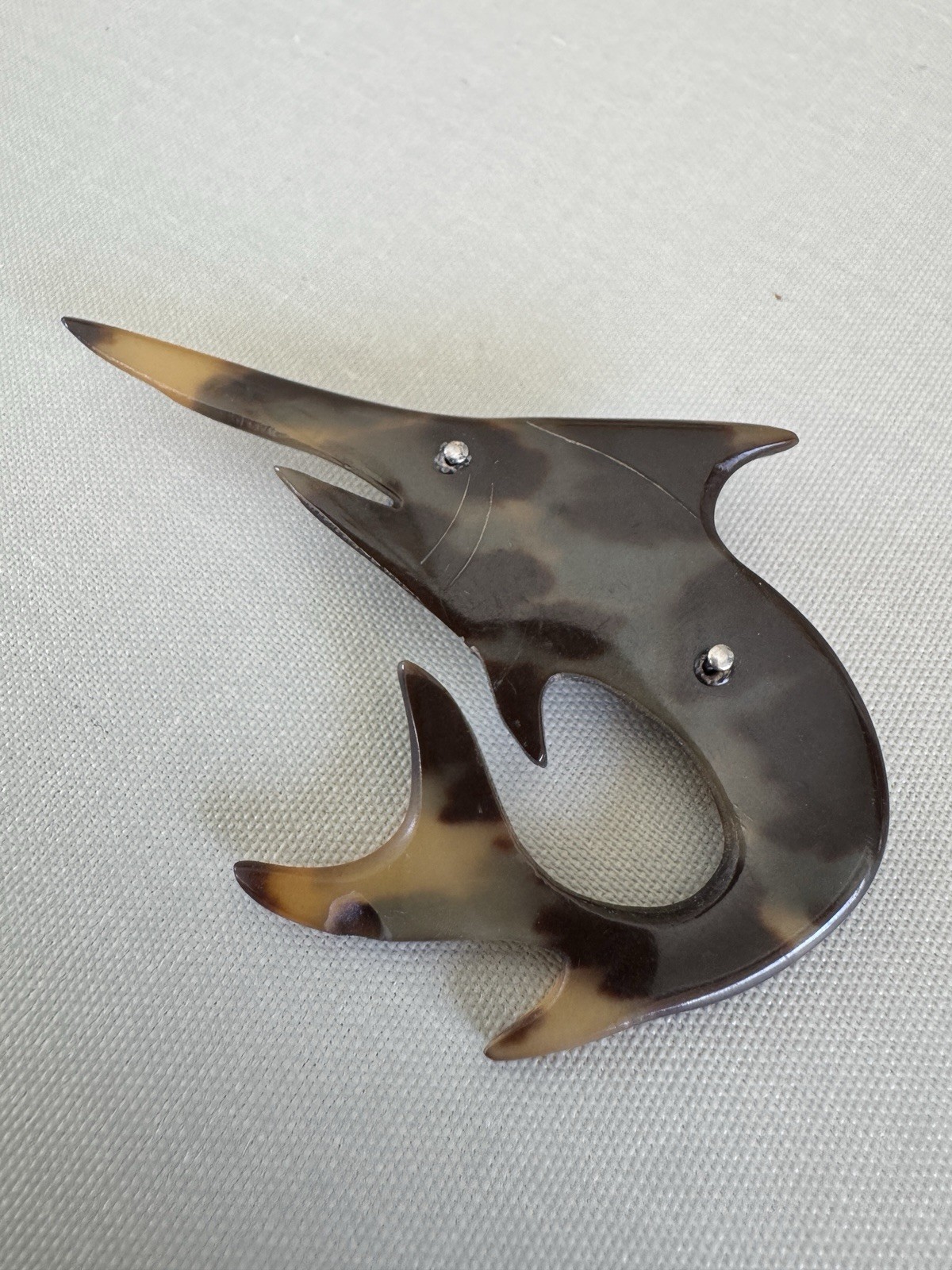 Vintage Carved Faux Tortoise Shell Pin/brooch Swordfi… - Gem