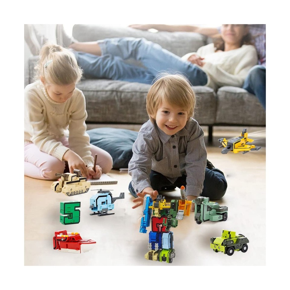 Number Transforming Toys, Alpha Bot Military Transforming Robet Toy ...