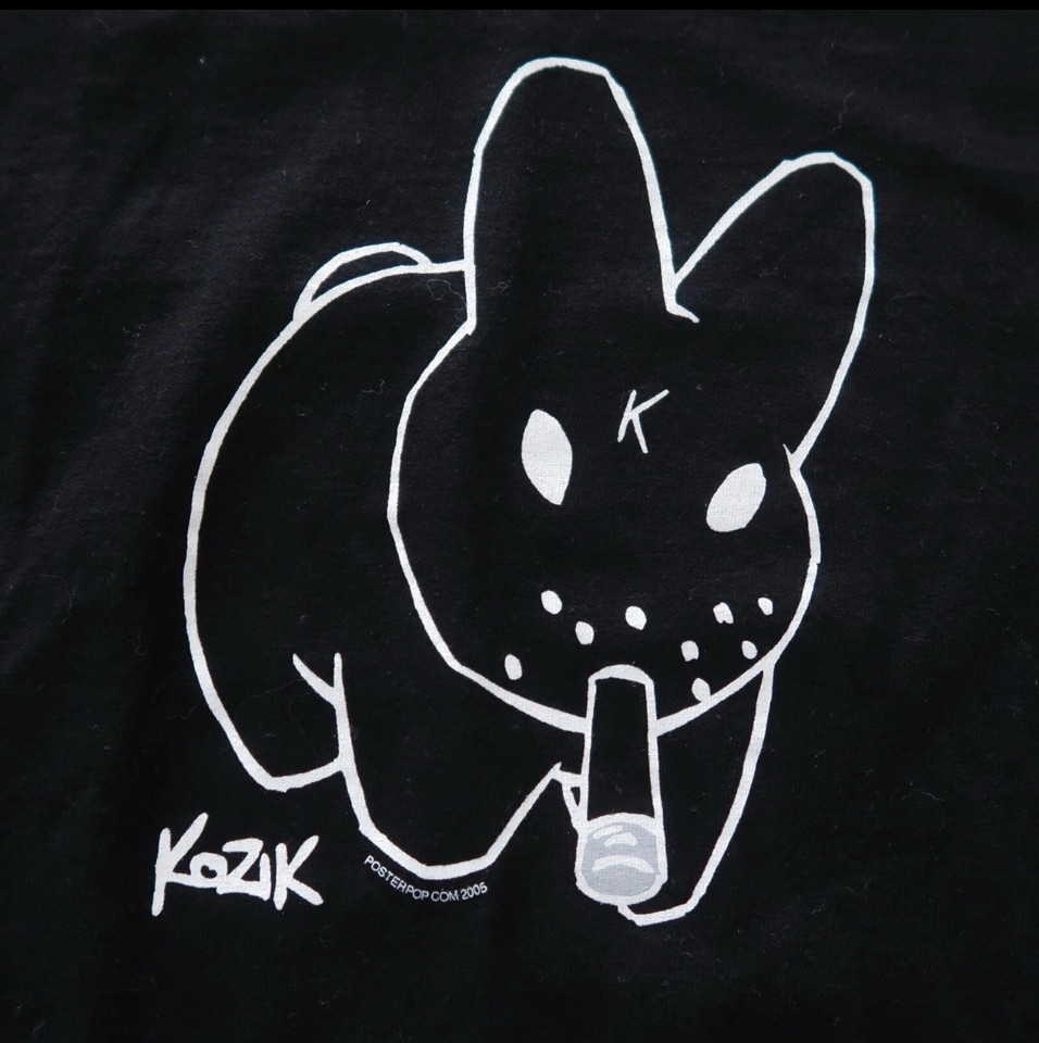 Vintage Smoking Bunny Frank Kozik Poster Pop Art 2005 Y2K Black Tank ...