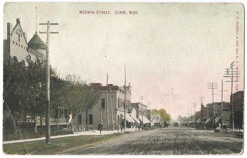Clare Michigan MI ~ McEwan Street Town View 1910 | eBay