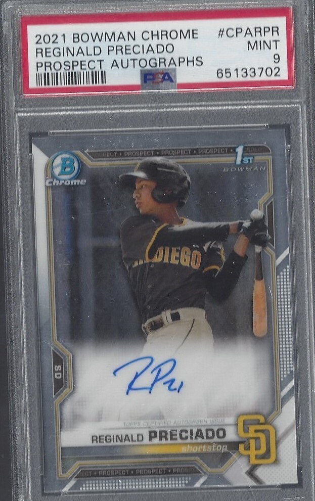 Reginald Preciado 2021 Bowman Chrome 1st Bowman Autograph PSA 9 Padres ...