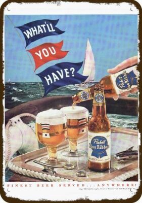 1951 PABST BLUE RIBBON BEER Sail Boat Vintage-Look DECORATIVE REPLICA ...
