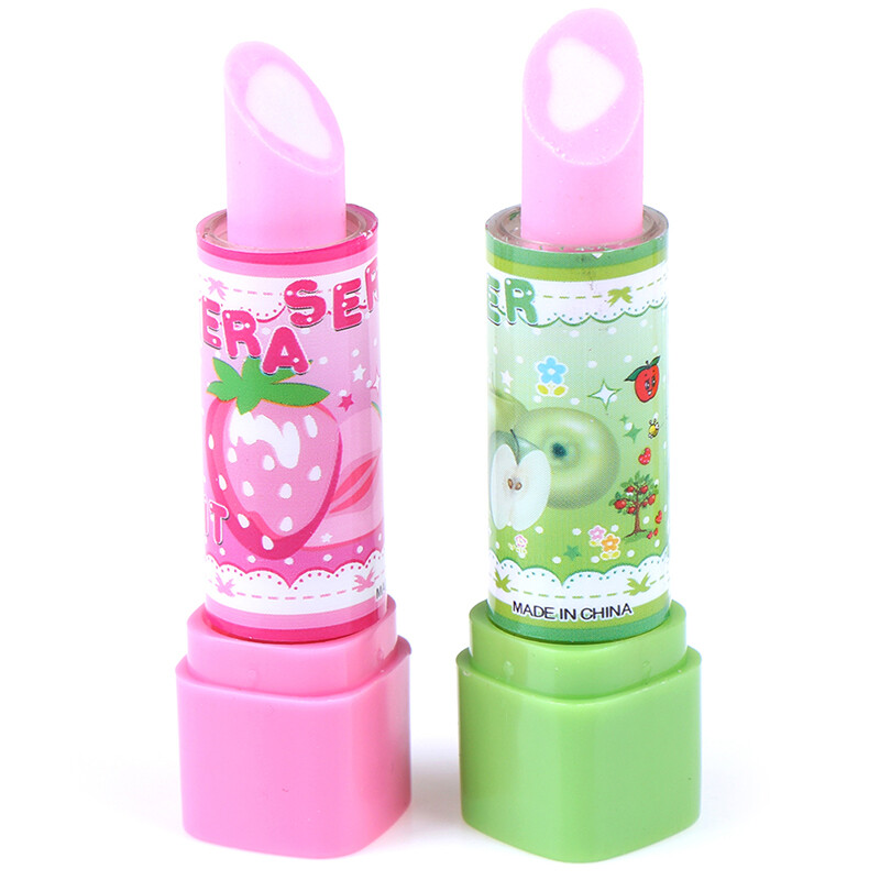 Lipstick Shape Eraser for Kids Cartoon Cute Student Kawaii Eraser Cute ...