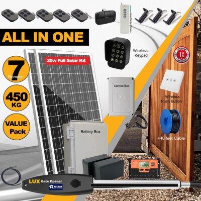 RITROX Farm Full Solar Powered Swing Gate Opener 450kg 7 x Remote ...