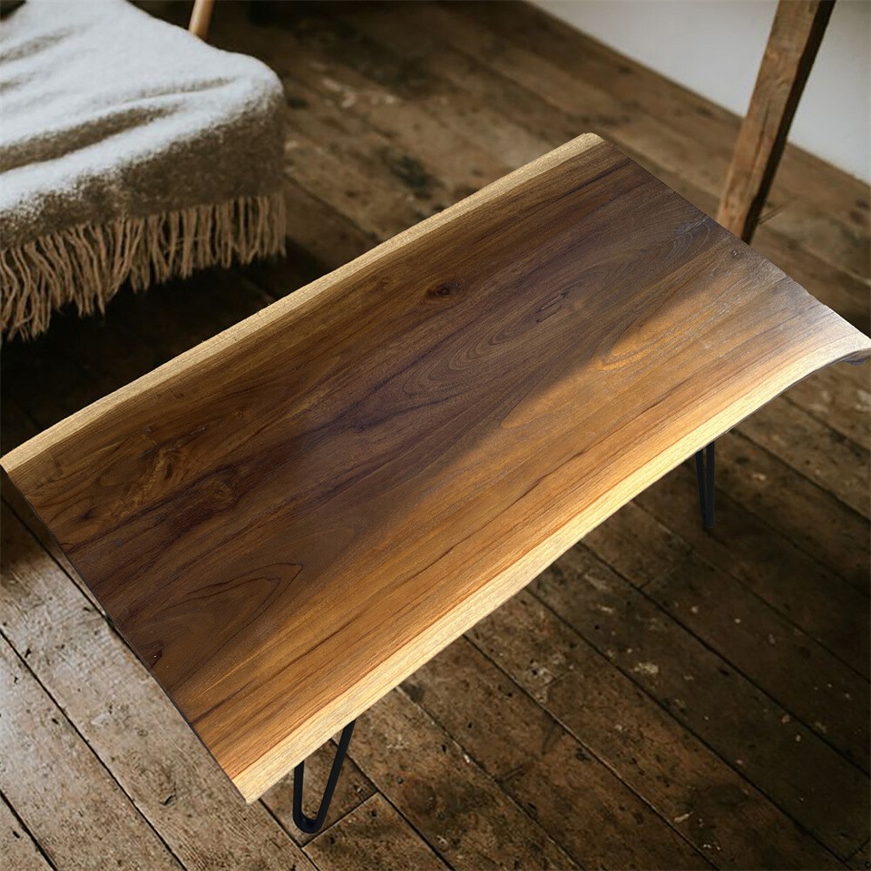 Rustic Teak Live Edge Small Coffee Table – Handmade Modern Table Home ...