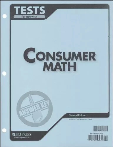 Consumer Math second edition BJU Press, student Text and Teachers ...