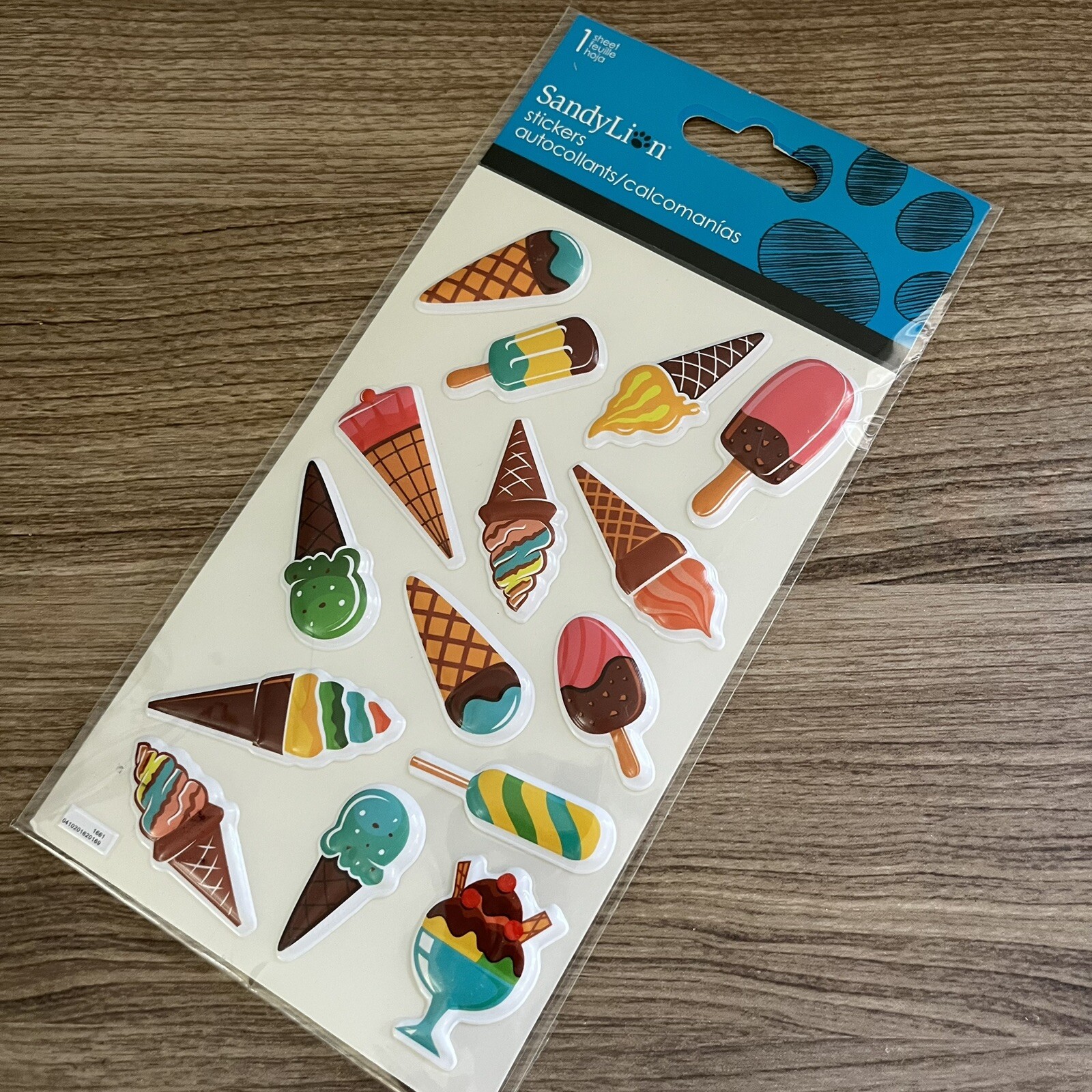 SANDYLION 3D Stickers Summer Ice Cream Cones Popscicles Sundae 1 Sheet ...