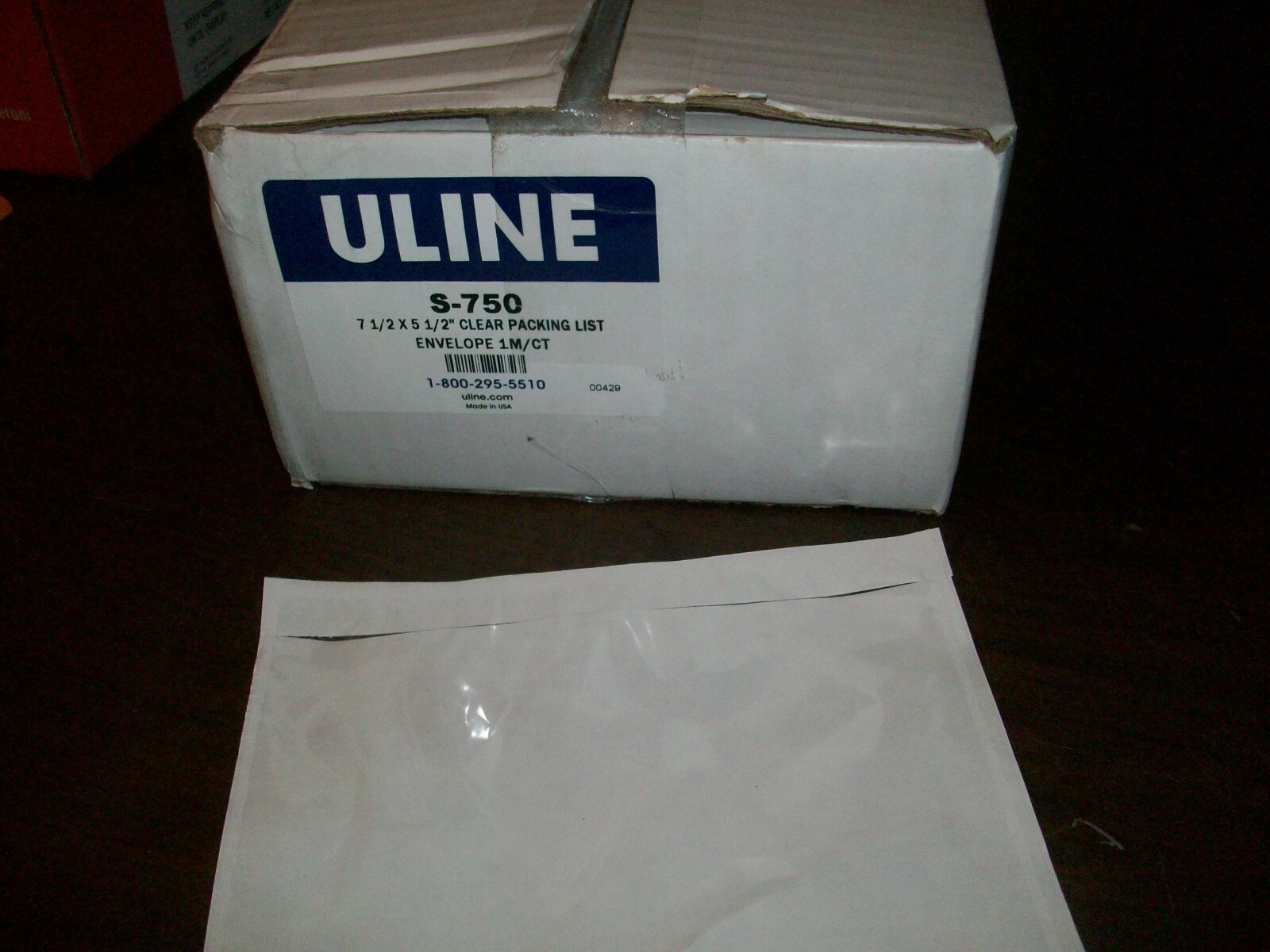 carton 1 000 Uline S-750 clear packing list address sleeves pouches 7.5 ...