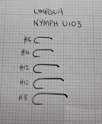 Umpqua U103 Nymph fly tying hooks, sizes 8 - 16, packs of 50 | eBay UK