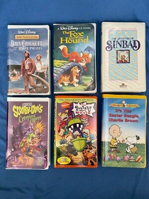Lot of 6 KIDS MOVIES on VHS Animated Videos Peanuts Rugrats Scooby-Doo ...