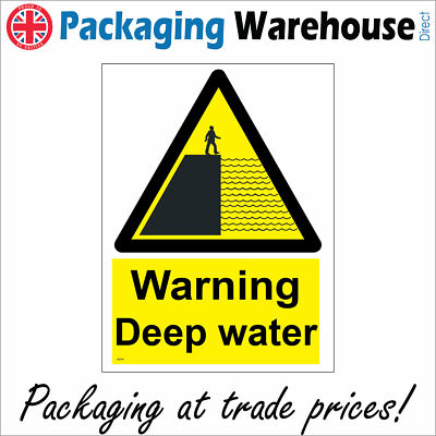 WS791 WARNING DEEP WATER SIGN EXCAVATION QUARRY BUILDING CONSTRUCTION ...