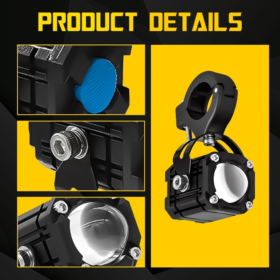 2x White Amber Red LED Spot Light Motorcycle Headlight Driving Fog Lamp ...