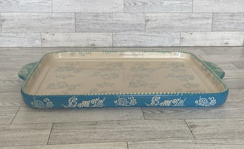 Temp-tations Floral Lace Blue Rectangle Casserole Tray Serving Platter ...