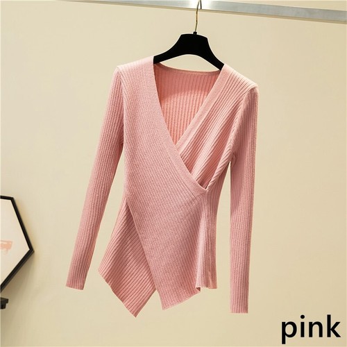 Lady Knitted Top Pullover Sweater V-neck Knitwear Slim Fit Casual ...