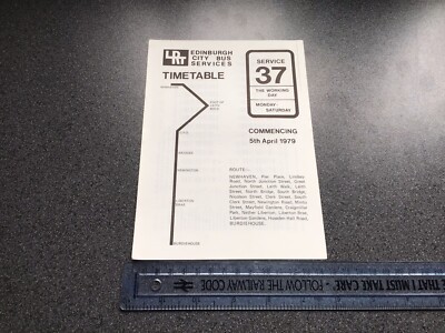 Edinburgh City Bus Service 37 Lothian Region Transport Timetable 5th ...
