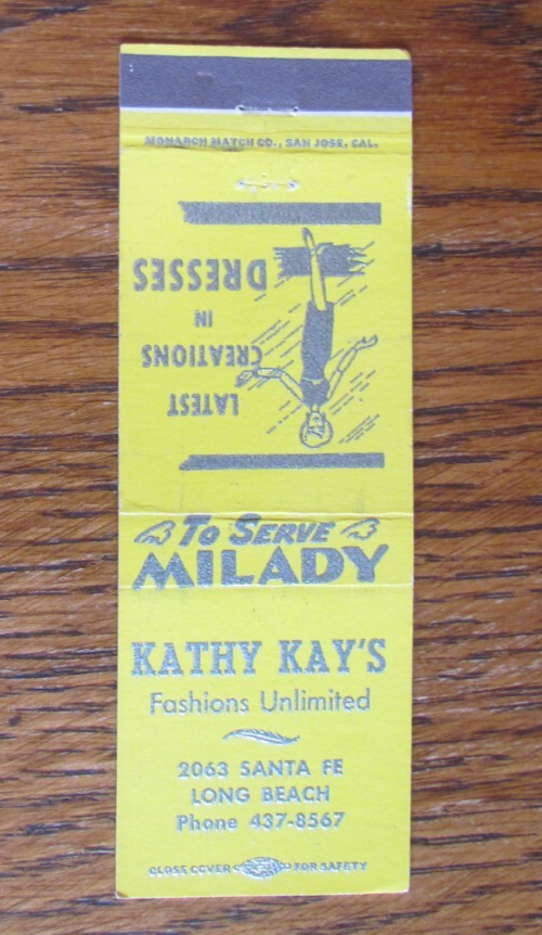KATHY KAY'S STORE MATCHBOOK COVER: LONG BEACH, CALIFORNIA 1970s ...