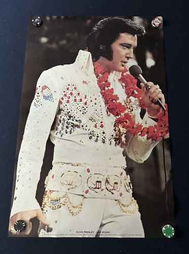 Elvis Presley Poster 1976 Las Vegas Rhinestone Jumpsuit 23x35 Vintage ...