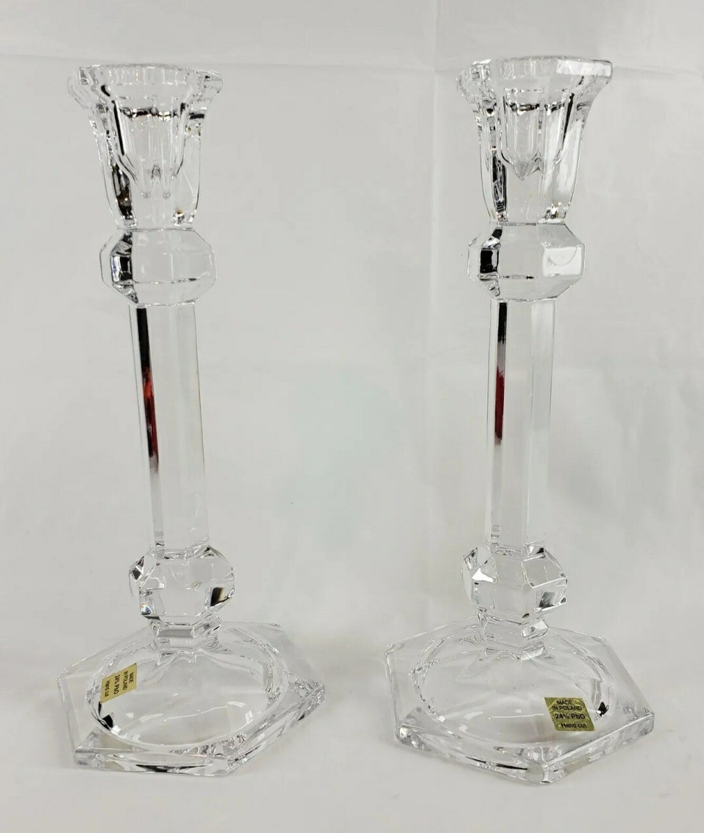 Vintage Tall Lead Crystal Candlestick PAIR OF VINTAGE LENOX LEAD
