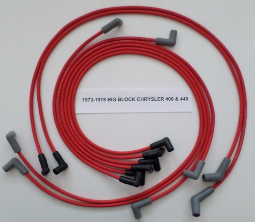 Big Block CHRYSLER 400-440 1973-1978 RED Spiral Core Spark Plug Wires ...