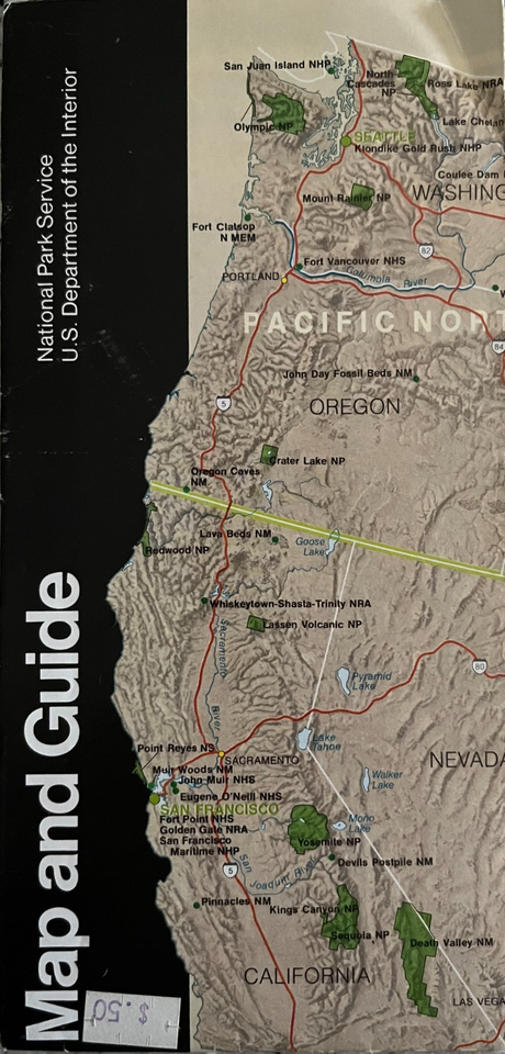 Vintage 1990 PARK SYSTEM MAP & GUIDE NATIONAL PARK SERVICE UNIGRID ...
