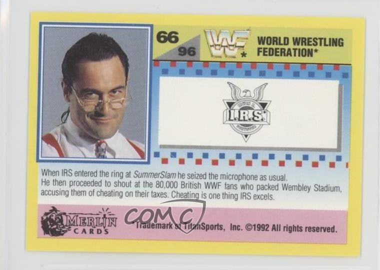 1992 Merlin Gold Series WWF Series 2 Mike Rotunda Irwin R Schyster #66 ...
