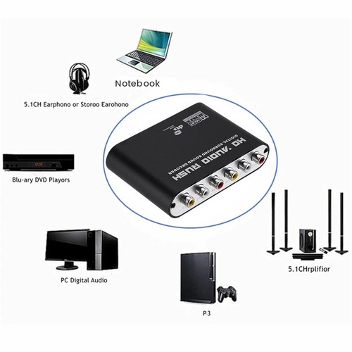 Digital to Analog 5.1 Audio Decoder Amplifier+Fiber Optic Cable ...