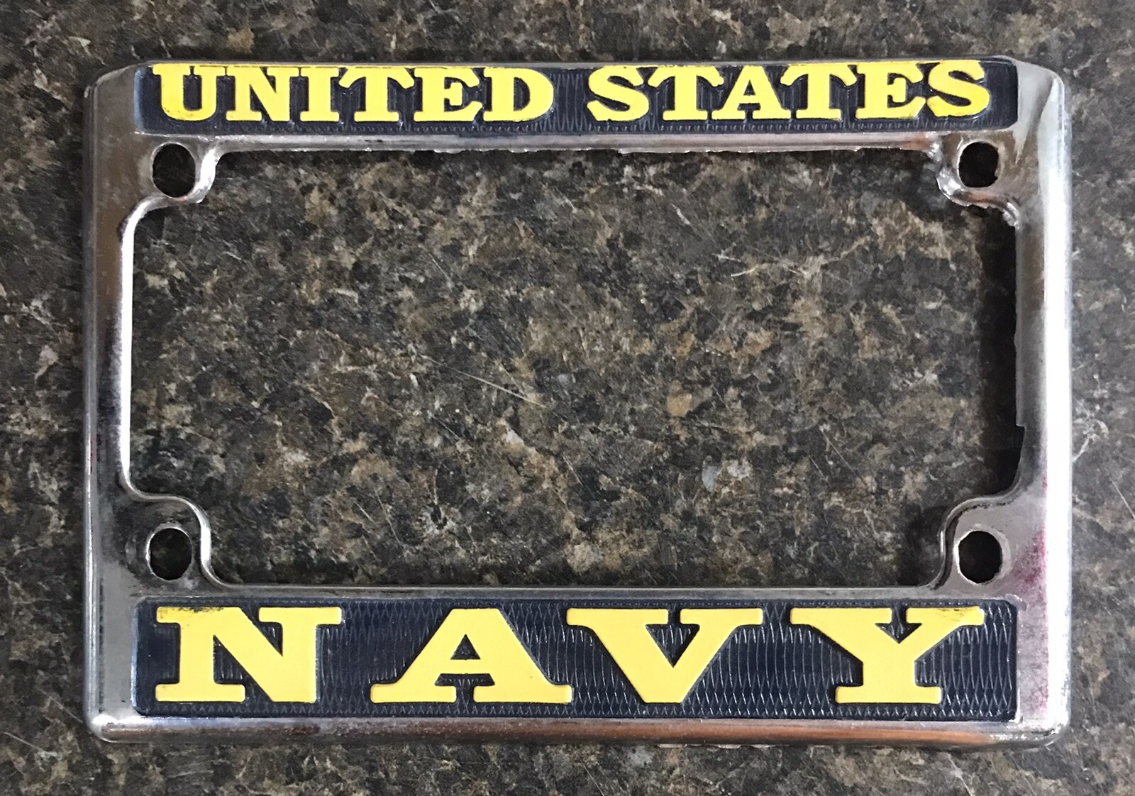 Vintage UNITED STATES NAVY Motorcycle License Plate Frame Top Gun Naval ...