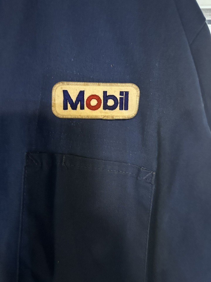 Vintage MOBIL Gas Station Attendant Mechanic’s Coveralls Lg Short ...
