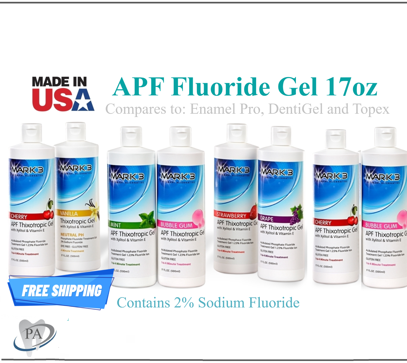 Dental APF Flouride Gel Thixotrophic Fluoride 1.23% 17 Oz/ 500ml Btl ...